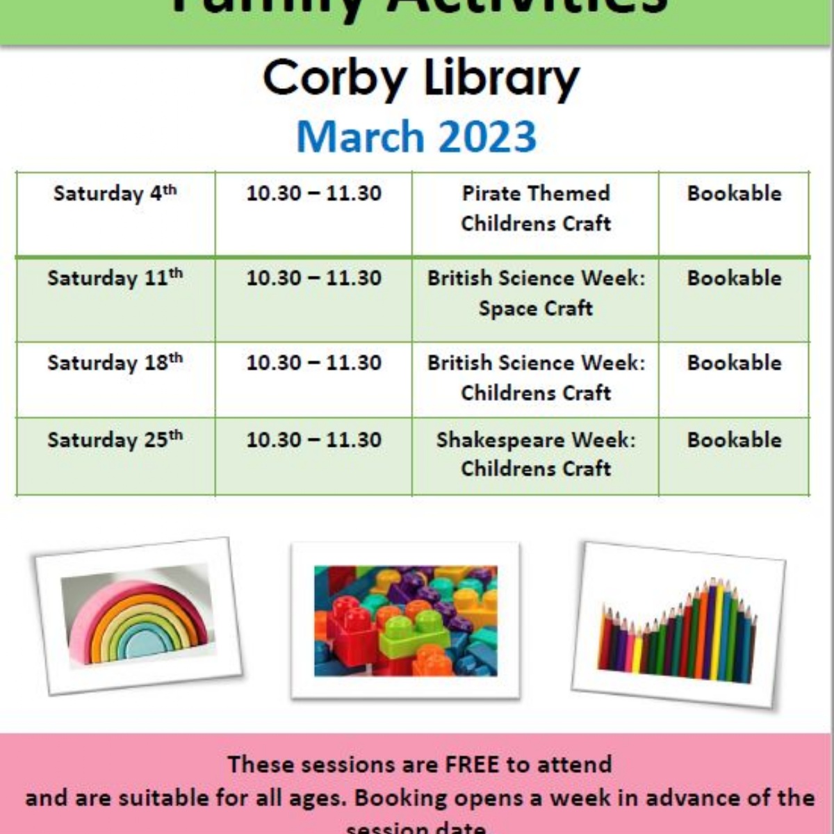 Corby Primary Academy - Family Activities at Corby Library